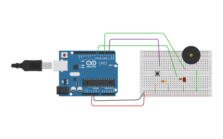 Circuit design Morse Code Buzzer - Tinkercad