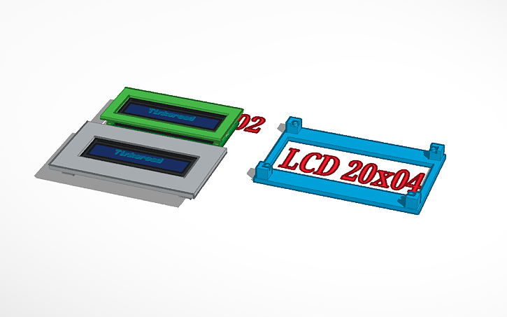 3D design LCD 16x02 or 20x04 Mount - Tinkercad