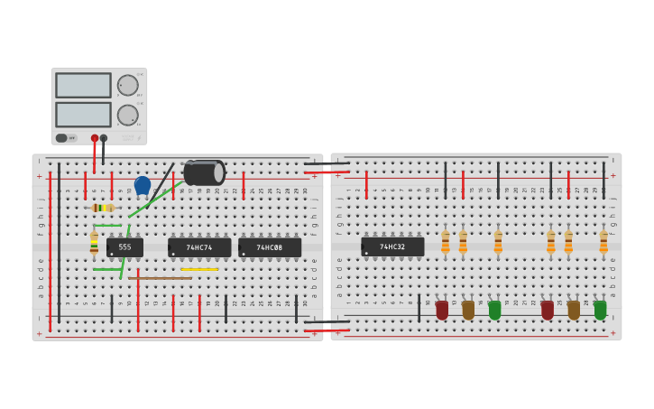 Circuit design NE555-7474 - Tinkercad