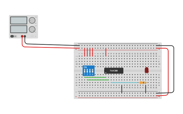 Circuit design NAND Gate (7400) | Tinkercad