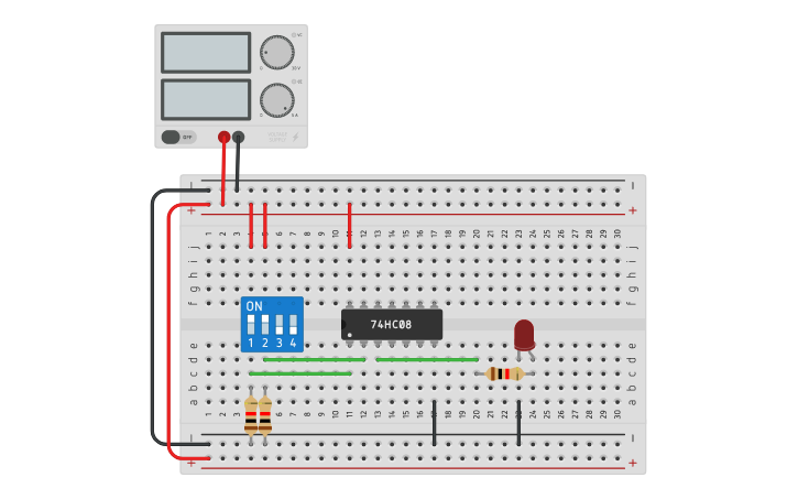 Circuit design AND GATE - Tinkercad