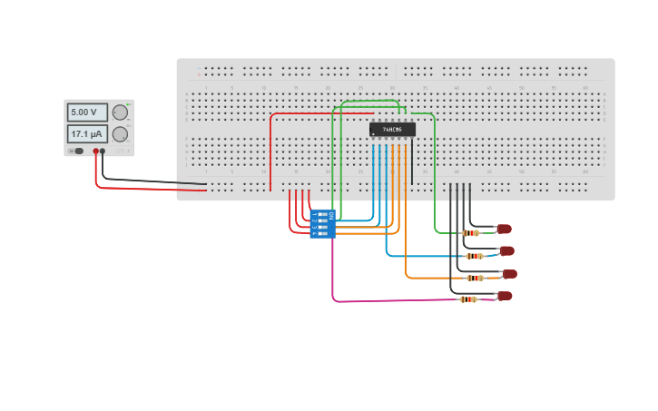 Circuit design Binary to Gray code - Tinkercad