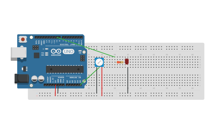 Circuit design Potentiometer LED - Tinkercad Circuit design Potentiometer LED - Tinkercad