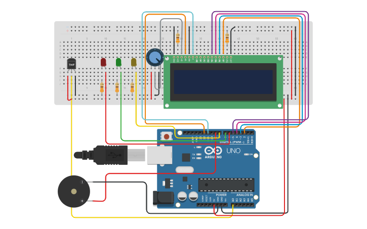 Circuit design SENSOR DE TEMPERATURA - Tinkercad