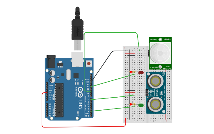 Circuit design Sensor de proximidad - Tinkercad