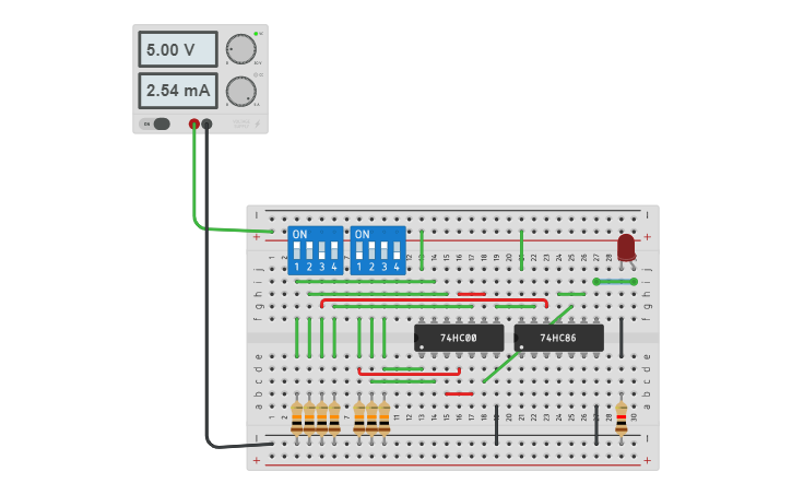 Circuit design (6) 1101011 to 0 circuit - Tinkercad