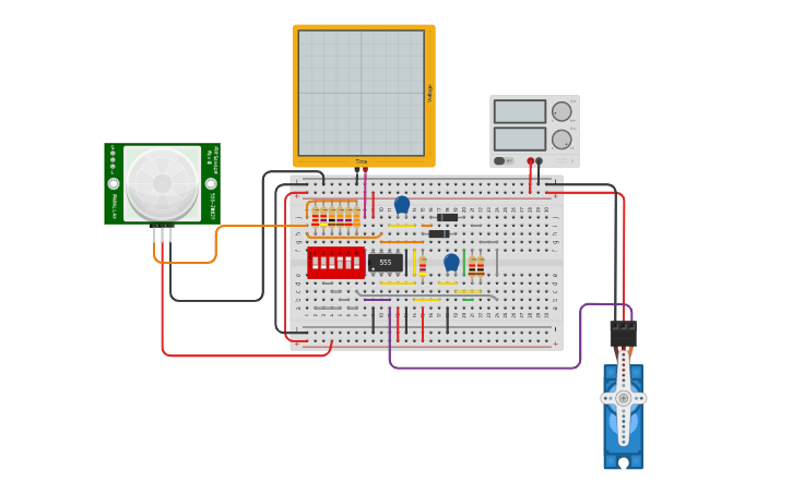 Circuit Design Move Detector 555 Servo 3 3 Volts Tinkercad