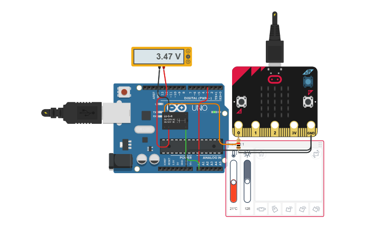 Circuit design arduino regula micro bit | Tinkercad