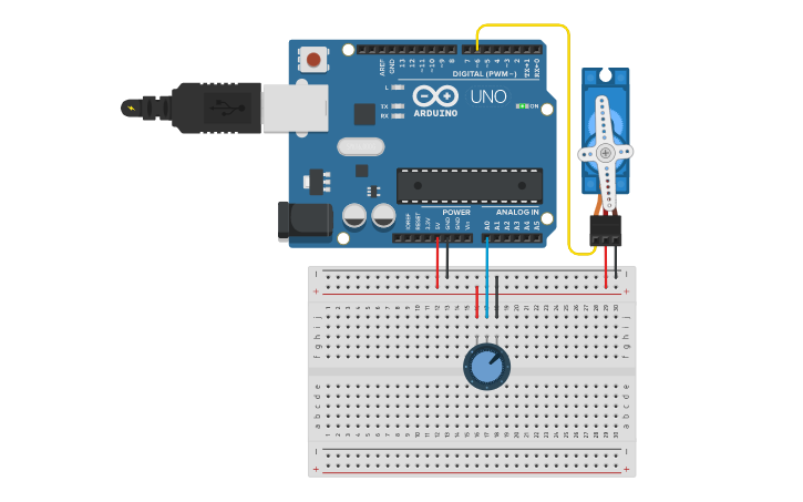 Circuit design Servo motor example - Tinkercad