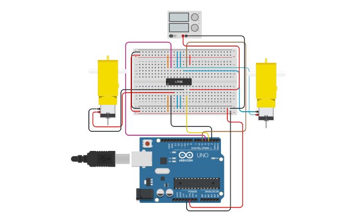 Circuit design ควบคุมมอเตอร์ - Tinkercad