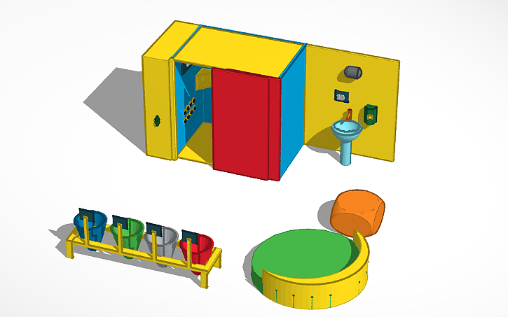3D design Inclusive School lift, handwashing corner and recycle bin ...