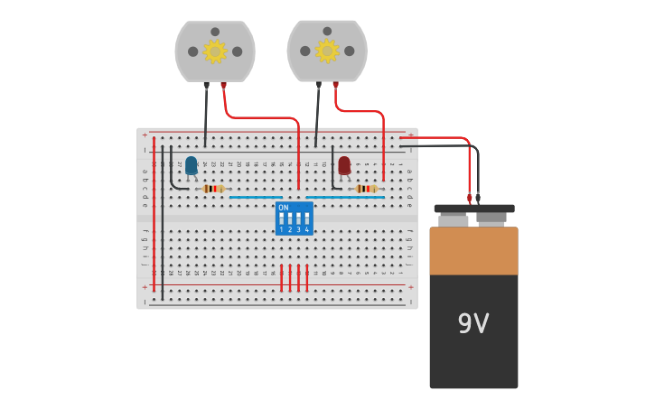 Circuit design 4 channel SPST SWITCH - Tinkercad