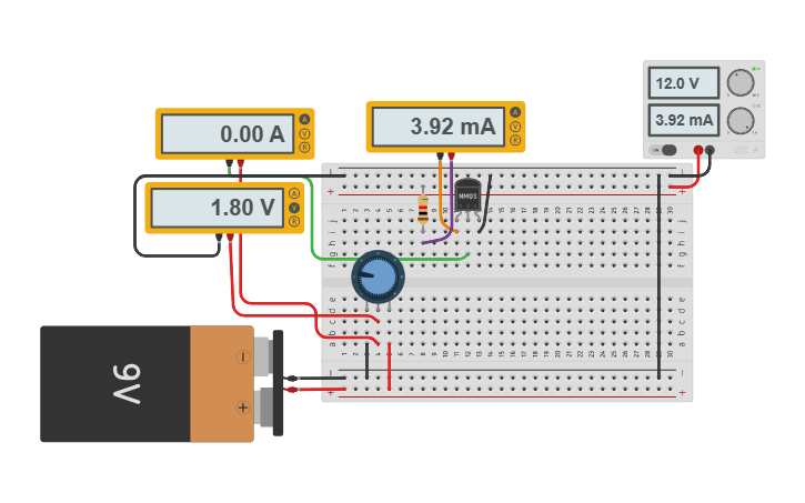 Circuit design JFET_01 - Tinkercad