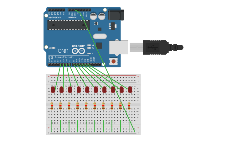Circuit design 10 den - Tinkercad