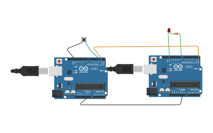 Circuit design Two Arduino - Tinkercad
