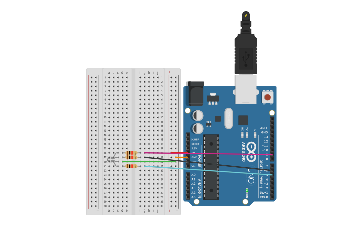 Circuit design Led RGB - Tinkercad