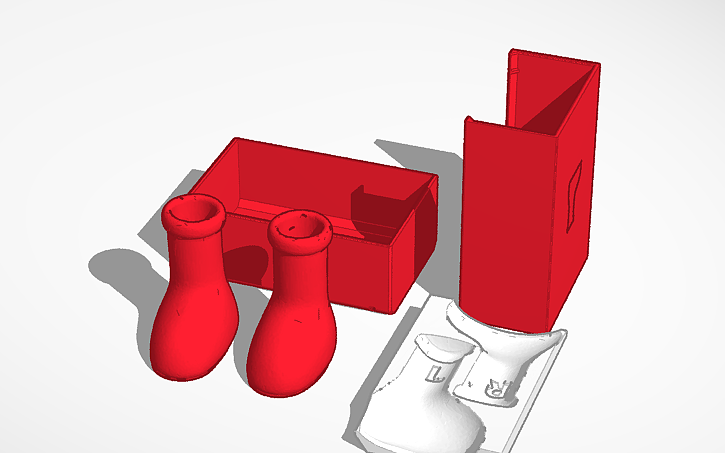 3D design Big red boots all in one - Tinkercad