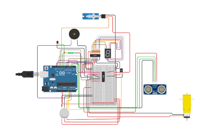 Circuit design Smart Trash Can - Tinkercad