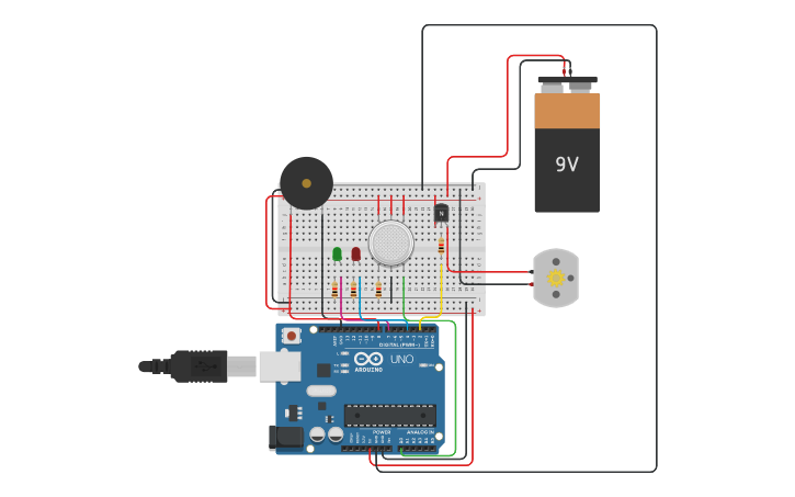 Circuit design Gas Detection Filtering System | Tinkercad