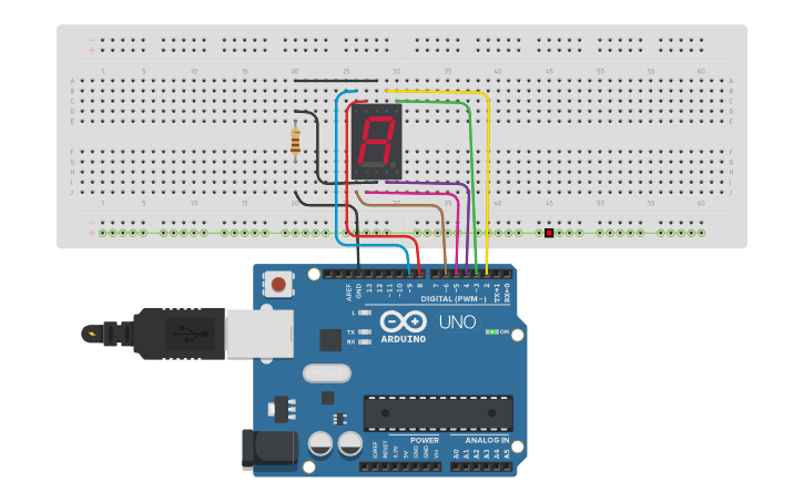 Circuit design Seven-Segment LED Manipulation - Tinkercad