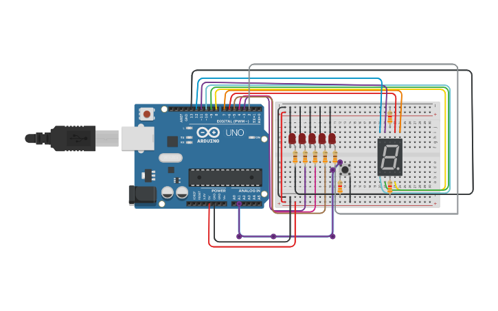 Circuit design สอบ ไฟ+7seg | Tinkercad