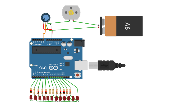 Circuit design Potentiometer regulator - Tinkercad