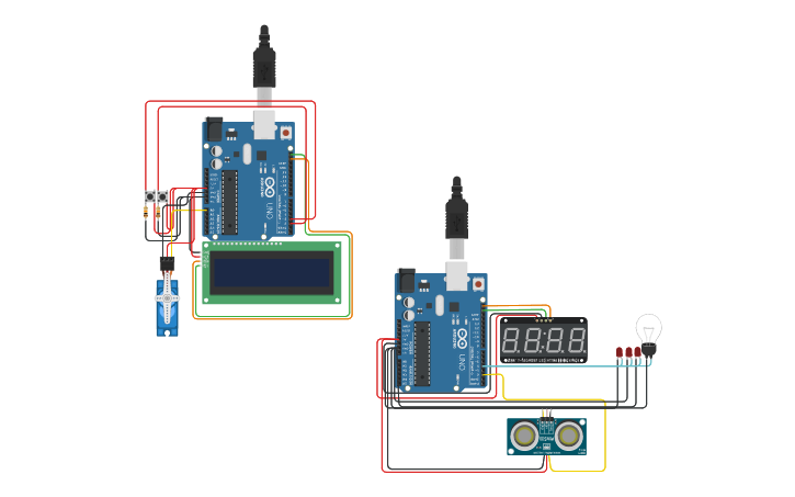 Circuit design servo degrees display - Tinkercad