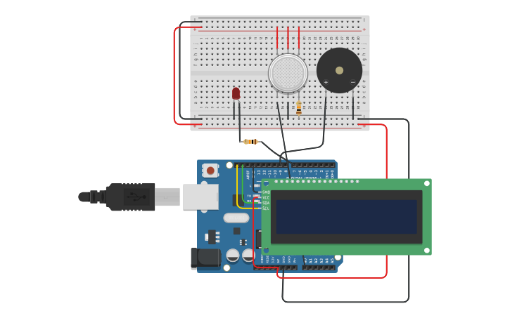 Circuit design Gas sensor - Tinkercad