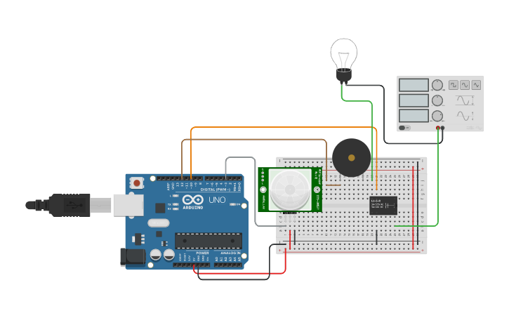 Circuit design sensor com lampada | Tinkercad