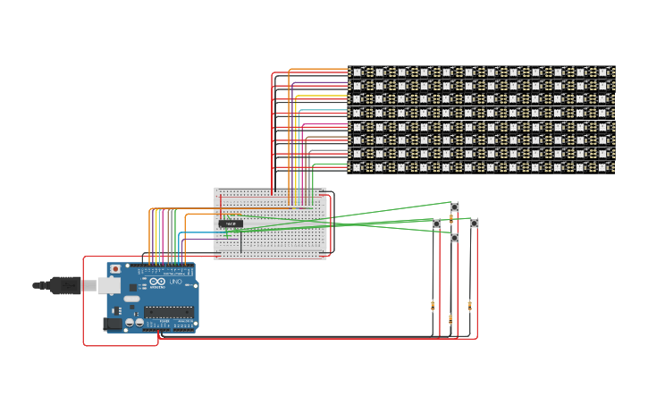 Circuit design Snake Game 8x12 - Tinkercad
