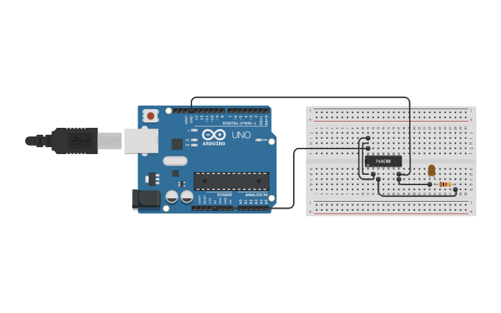 Circuit design RANGKAIAN GERBANG AND ARDUINO | Tinkercad