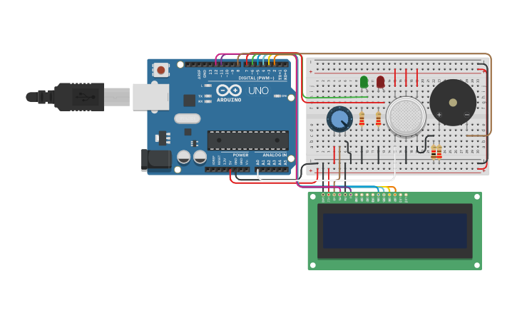 Circuit design Gas Detection - Tinkercad