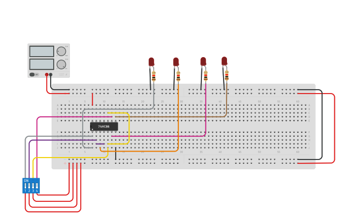 Circuit design Binary to Gray - Tinkercad