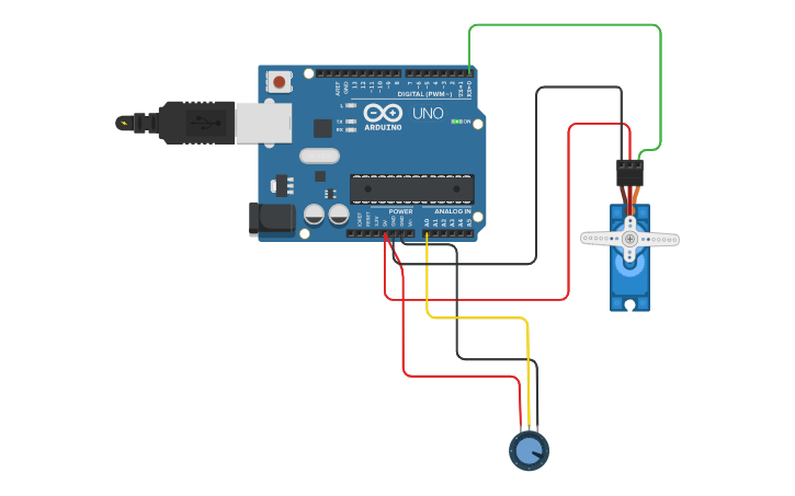 Circuit design Girador do servo | Tinkercad