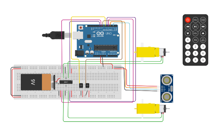 Circuit design Robot Sumo 2.0 | Tinkercad