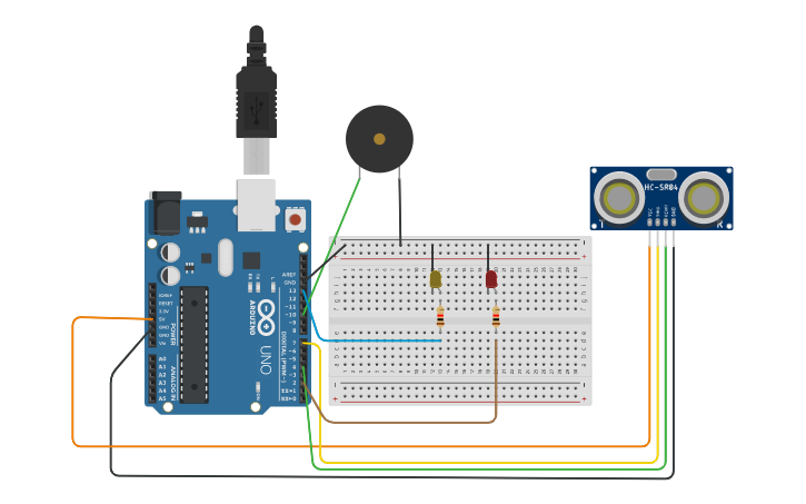 Circuit design Accident Avoidance System - Tinkercad