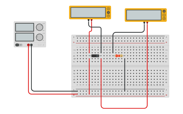 Circuit design rangkaian dioda bias maju | Tinkercad