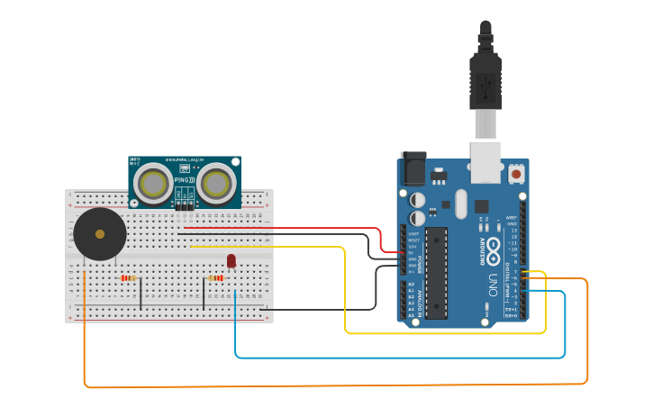 Circuit Design Sonar Arduino Tinkercad
