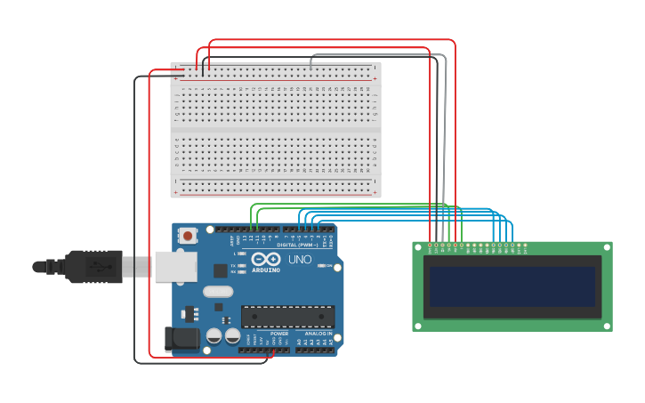 Circuit design Using LCD Displays with Arduino - Tinkercad