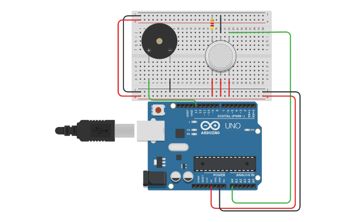 Circuit design sensor gas - Tinkercad
