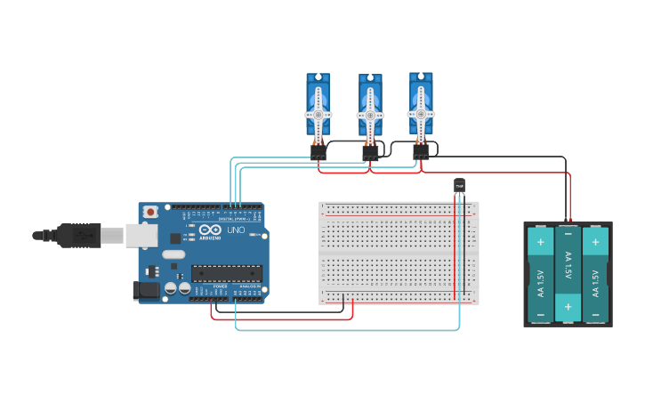 Circuit design Robotic Arm | Tinkercad