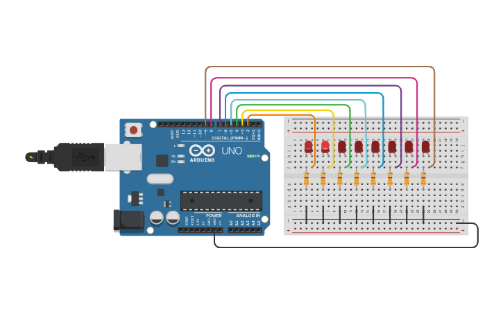 Circuit design LED LIGHT BAR - Tinkercad