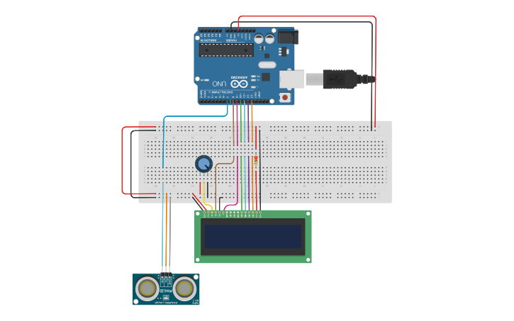 Circuit design Sensor e LCD - Tinkercad