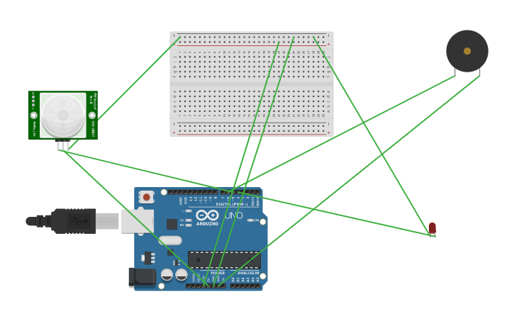 Circuit design covid distance detector | Tinkercad