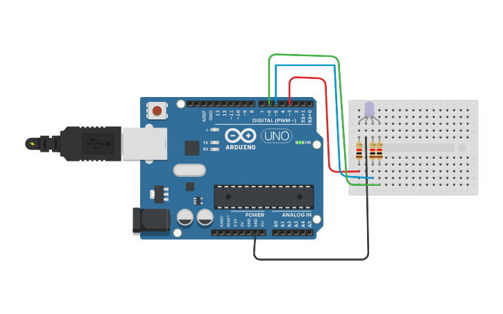 Circuit design Lab 3: RGB and Analog Outputs - Part Five - Tinkercad