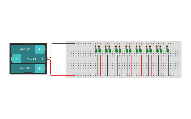 Circuit design paralelo 15 leds | Tinkercad