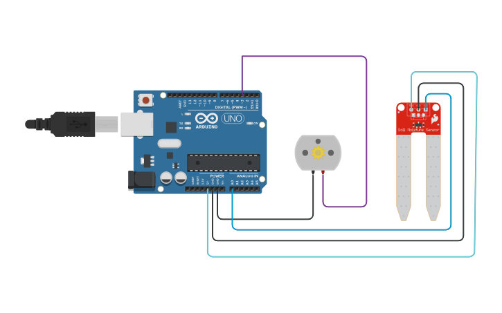 Circuit design automated plant watering system - Tinkercad