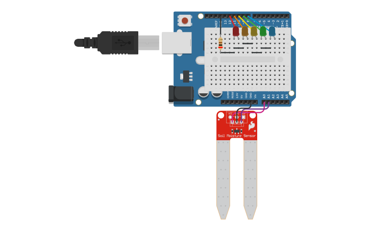 Circuit design sensor de umidade do solo - Tinkercad