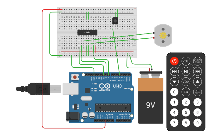 Circuit design Dirección de giro de un motor con un control - Tinkercad