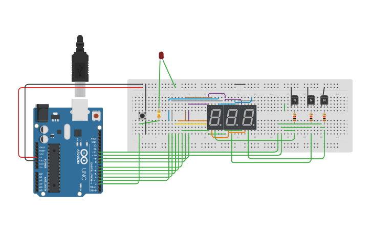 Circuit design 7 segmentos | Tinkercad